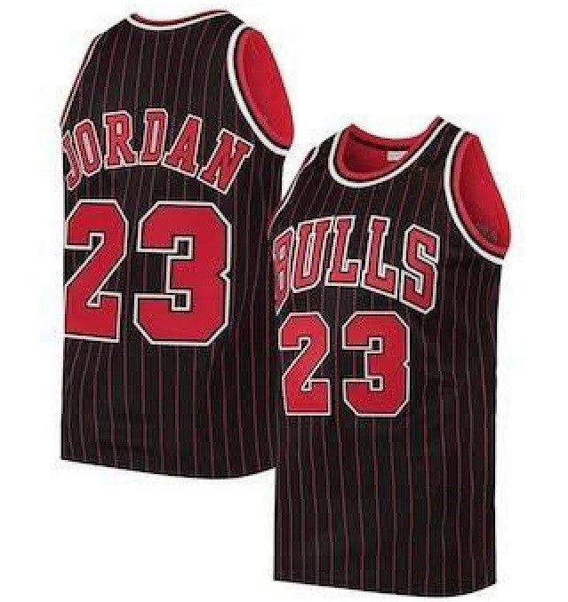 Michael Jordan Jersey BLK PIN STRIPE No.23 – Big 3 Collectables